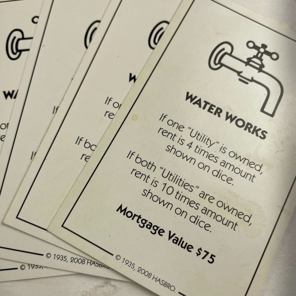 Parker Brothers | Toys | Monopoly Here Now Water Works Property Title ...